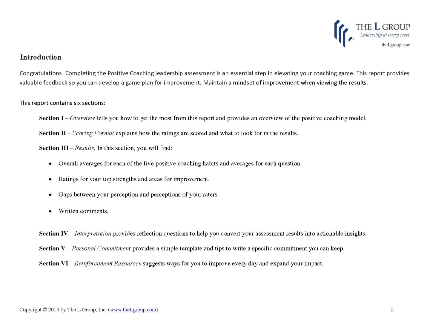 Positive Coaching Leadership Assessment - The L Group